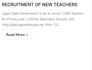 Lagos State Government Recruitment for Secondary School Classroom ...